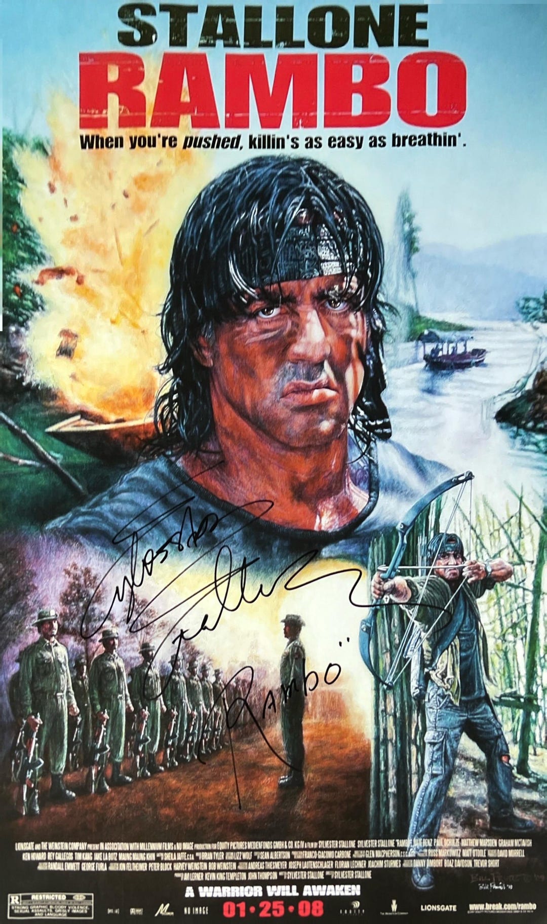 Autograph Signed Rambo Poster COA - Etsy