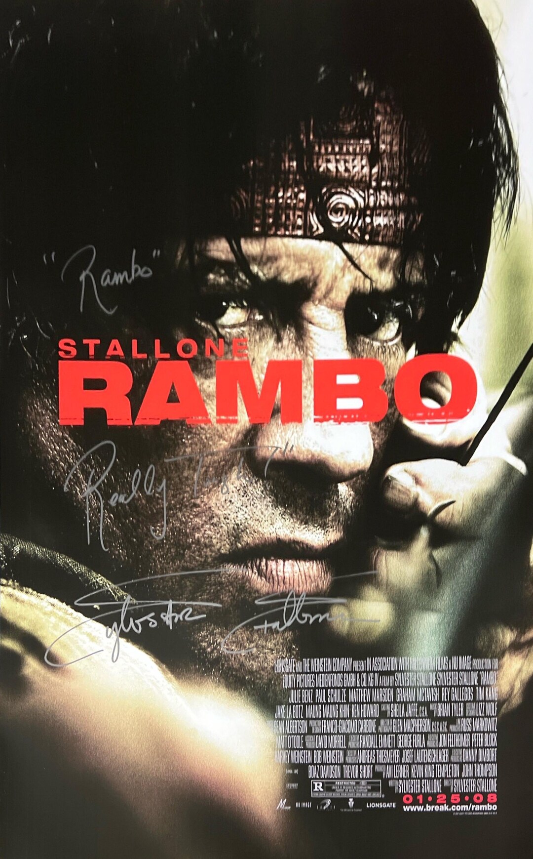 Autograph Signed Rambo Poster COA - Etsy