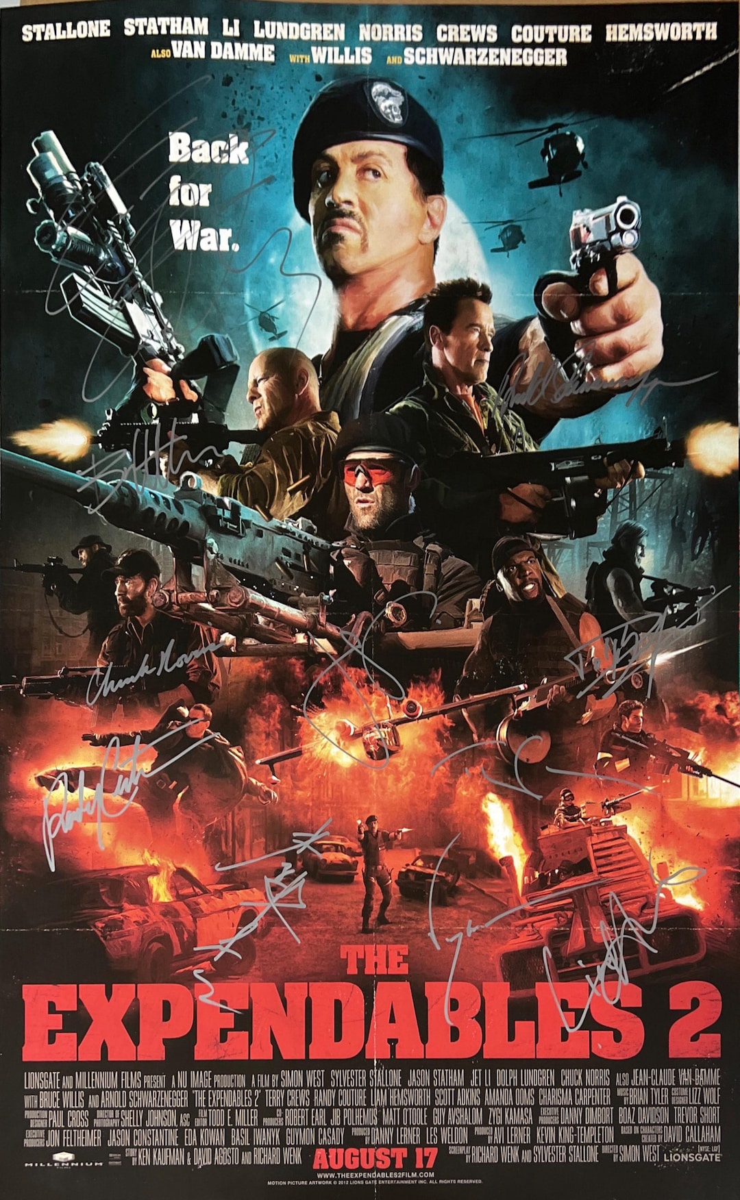 Autograph Signed Expendables 2 Poster COA - Etsy