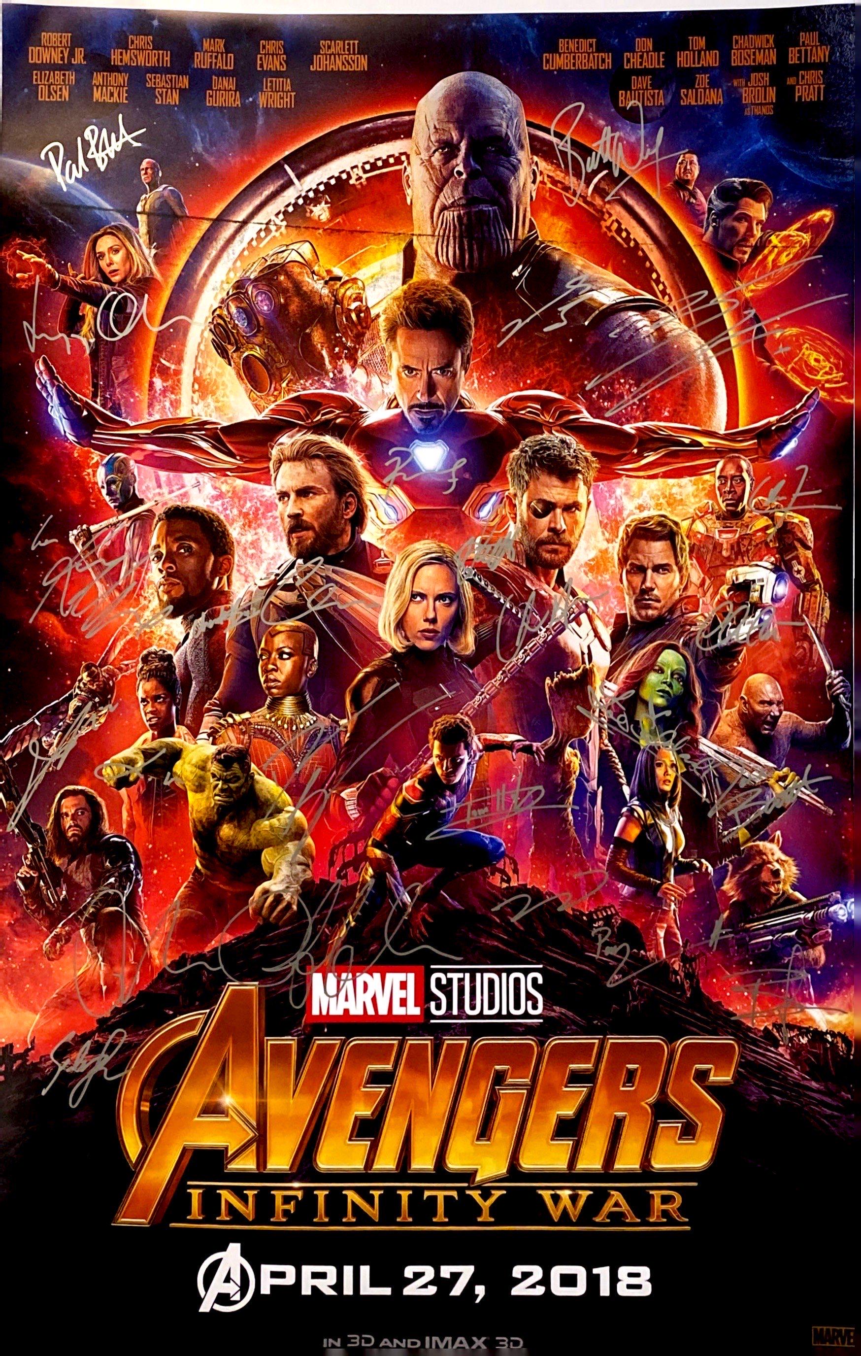 Autograph Signed Avengers Infinity War Poster COA - Etsy