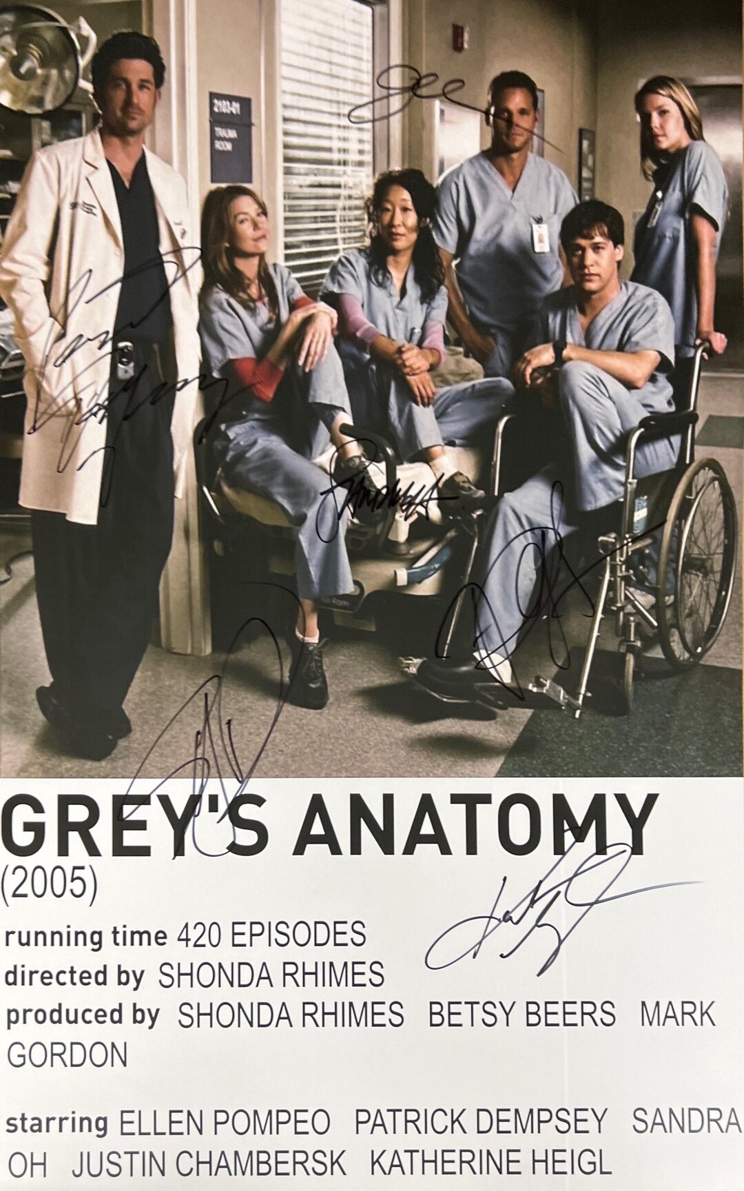 Autograph Signed Grey's Anatomy Poster COA - Etsy