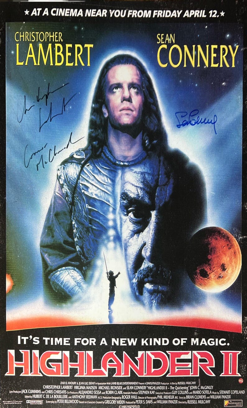Autograph Signed Highlander II Poster COA - Etsy