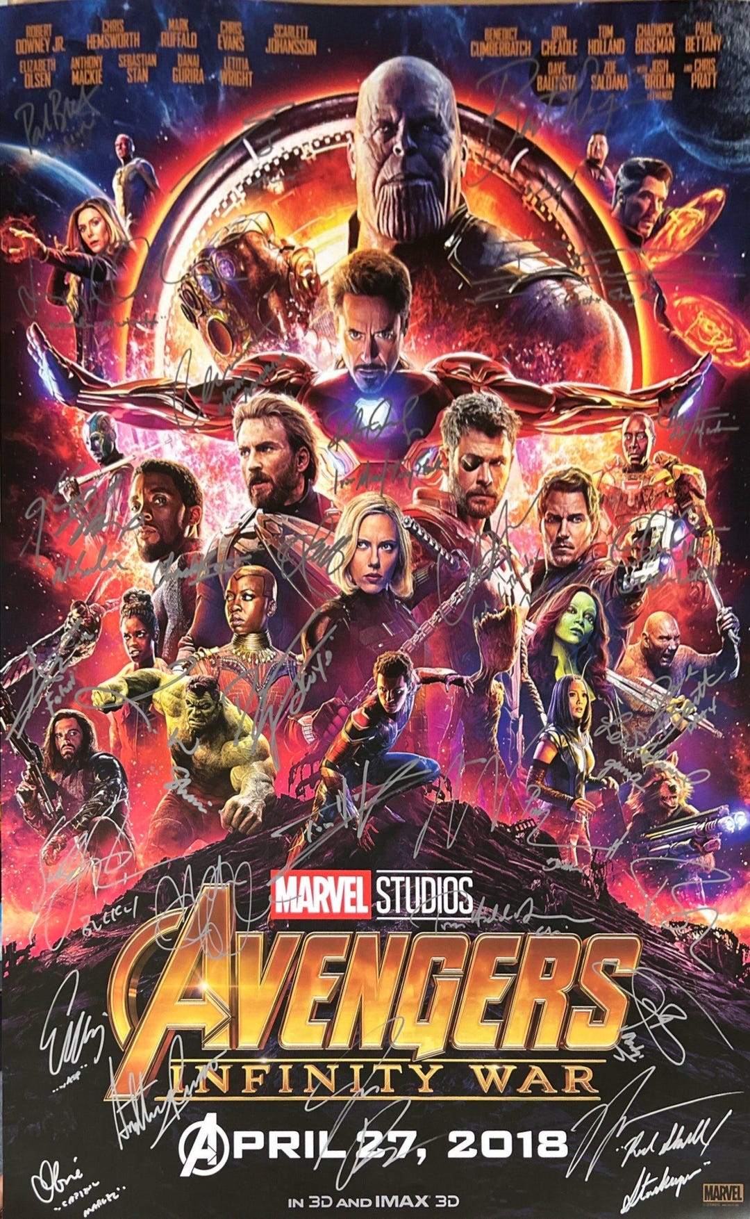 Autograph Signed Avengers: Infinity War Poster COA - Etsy
