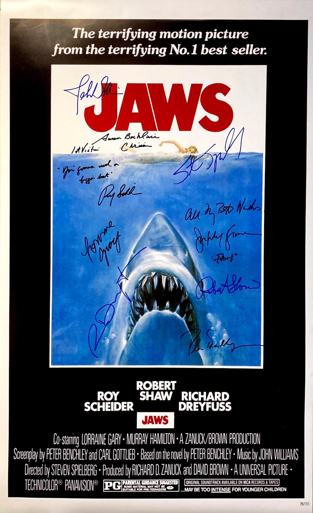 Autograph Signed Jaws Poster COA - Etsy