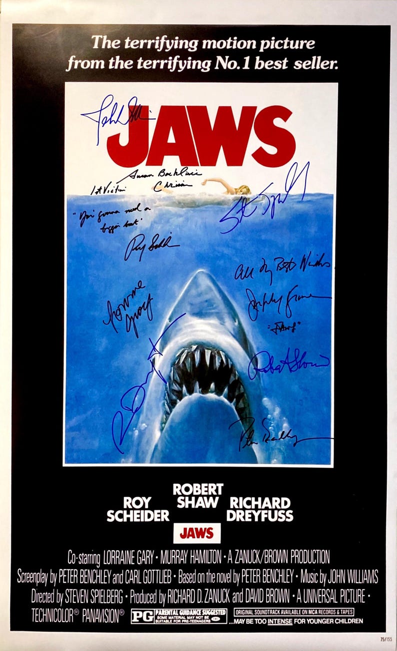 Autograph Signed Jaws Poster COA - Etsy