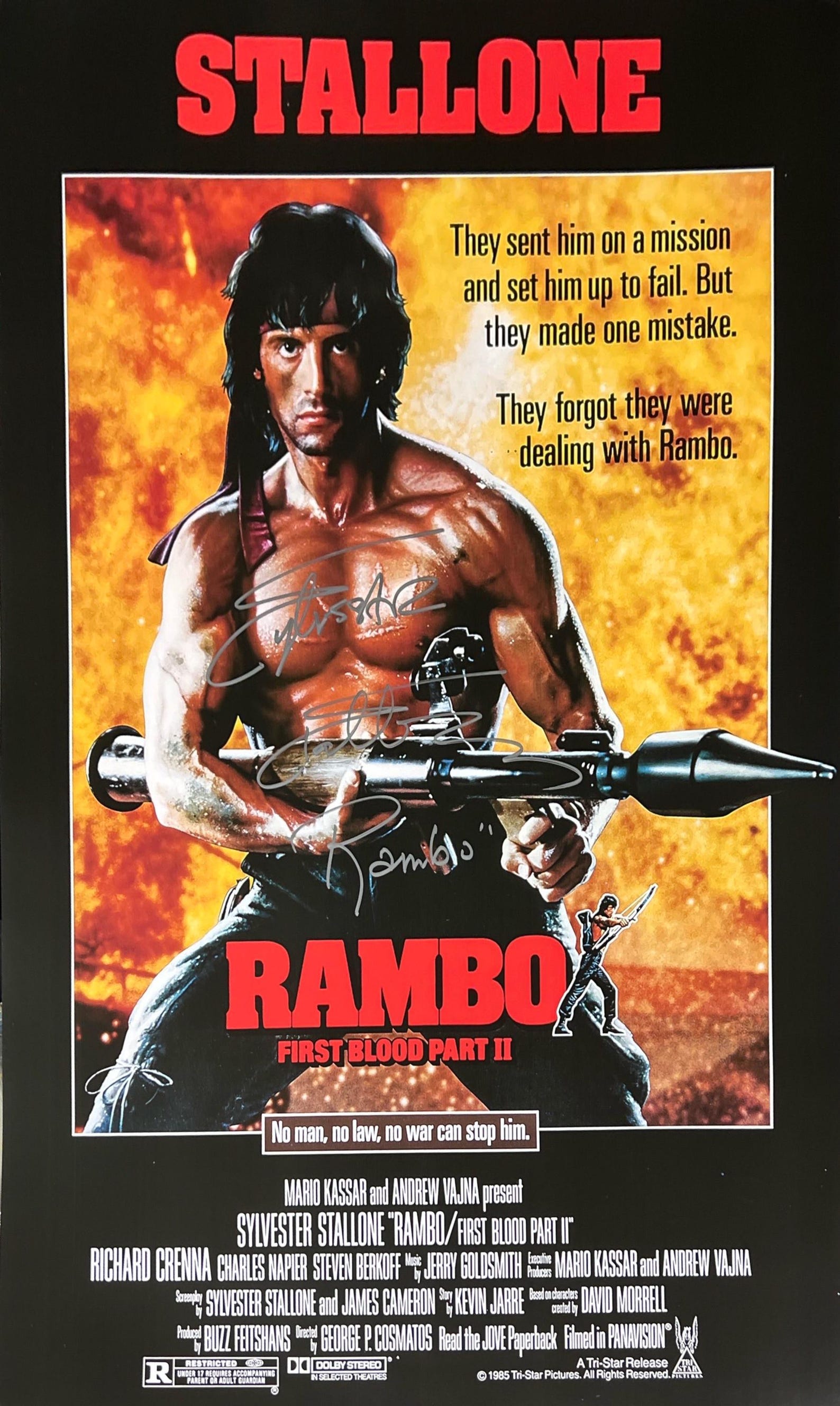 Autograph Signed Rambo Poster COA - Etsy