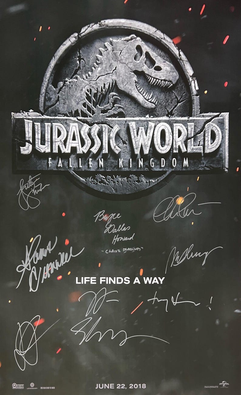 Autograph Signed Jurassic World Poster Chris Pratt COA - Etsy
