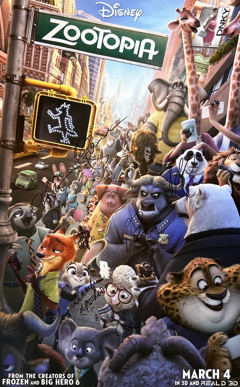 Autograph Signed Zootopia Poster COA - Etsy