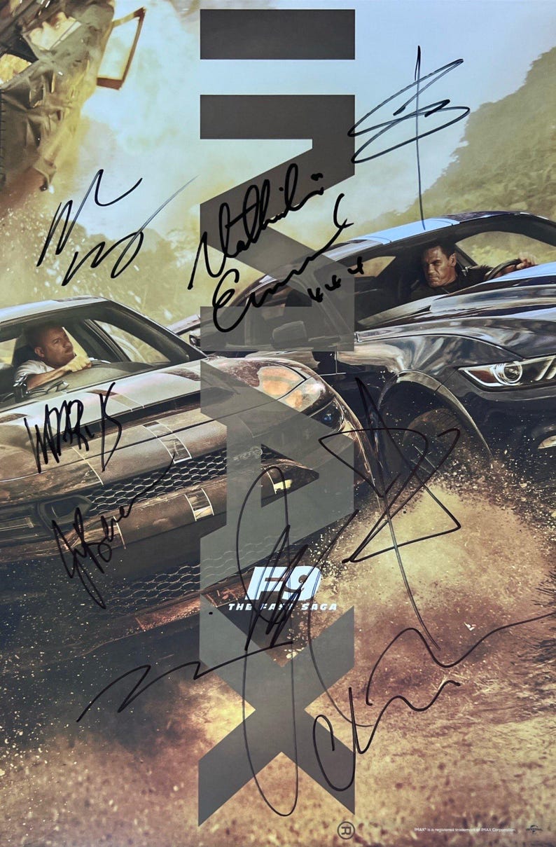 Autograph Signed F9 Fast Saga Poster - Etsy