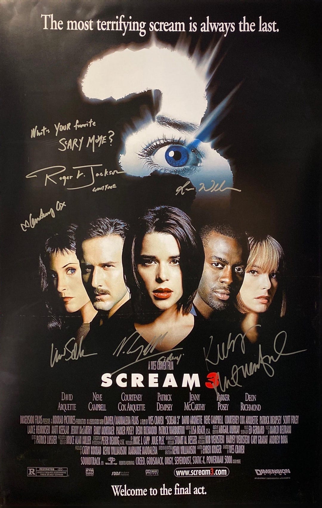 Autograph Signed Scream 3 Poster COA - Etsy