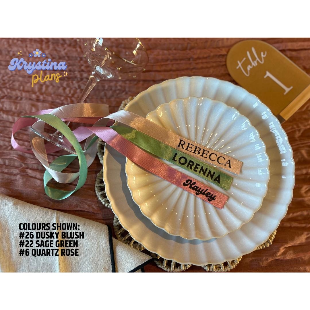 Personalised Satin Ribbon Name Tags – Custom Wedding Place Cards ...