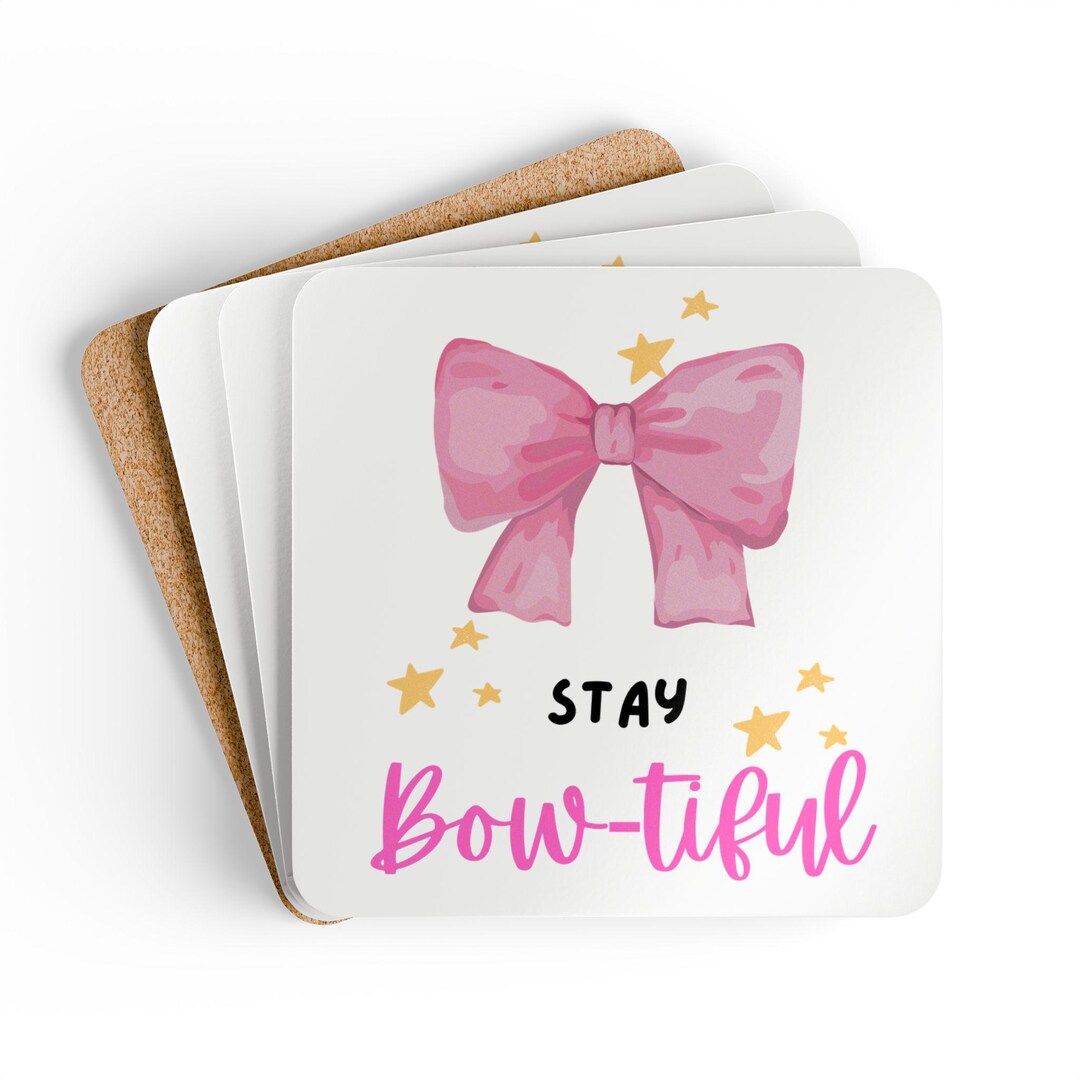 Stay Bow-tiful Pink Bow Coasters Cute Cork Drink Coasters Gift - Etsy