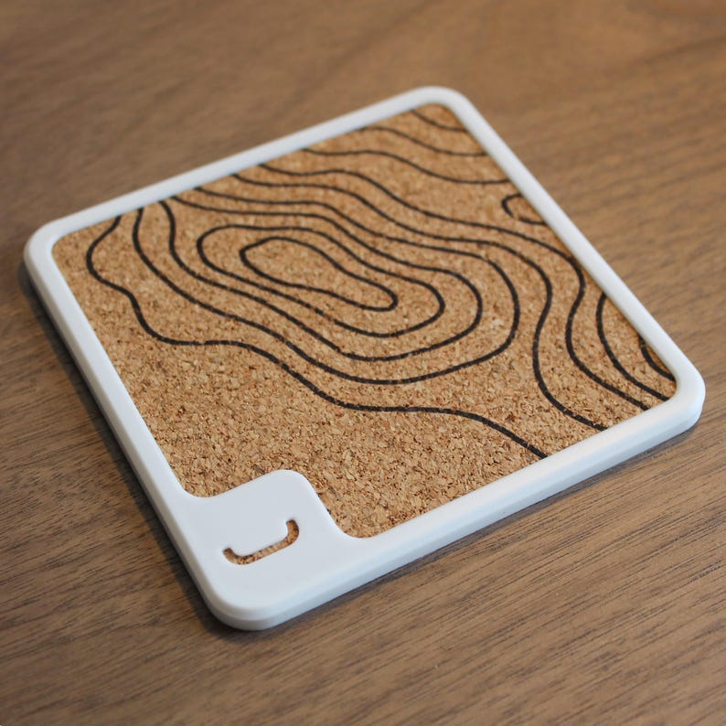 Flux Earth Series Topographic Cork and Matte PLA Drinks Coasters ...