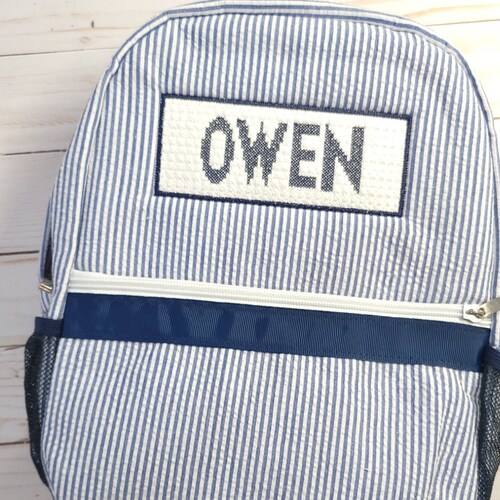 Personalized Seersucker Backpack Faux Smocked Seersucker - Etsy