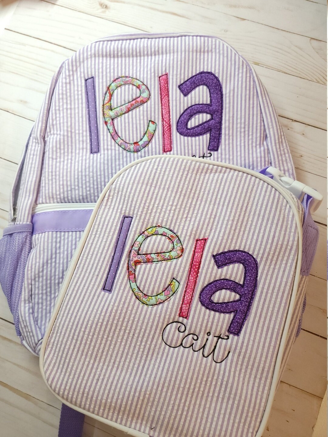 Personalized Seersucker Backpack, Applique Name Backpack, Girl Birthday ...