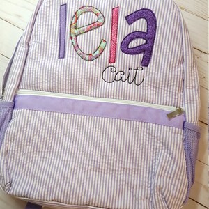 Personalized Seersucker Backpack, Applique Name Backpack, Girl Birthday ...