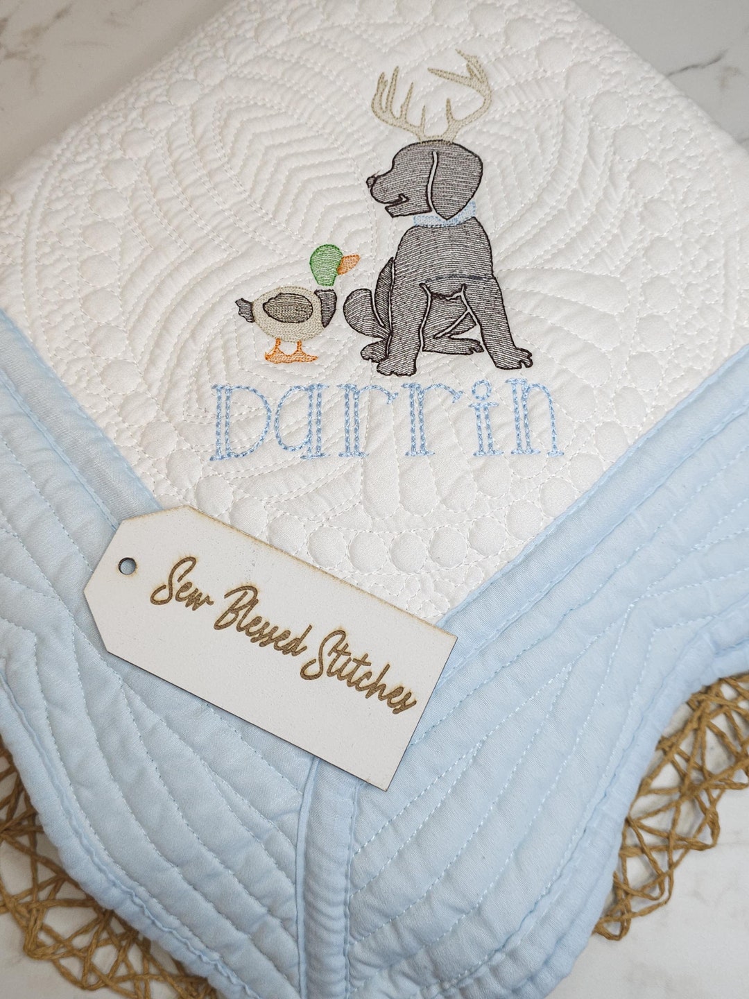 Personalized Baby Quilt: Monogrammed Cotton Crib Blanket - Etsy