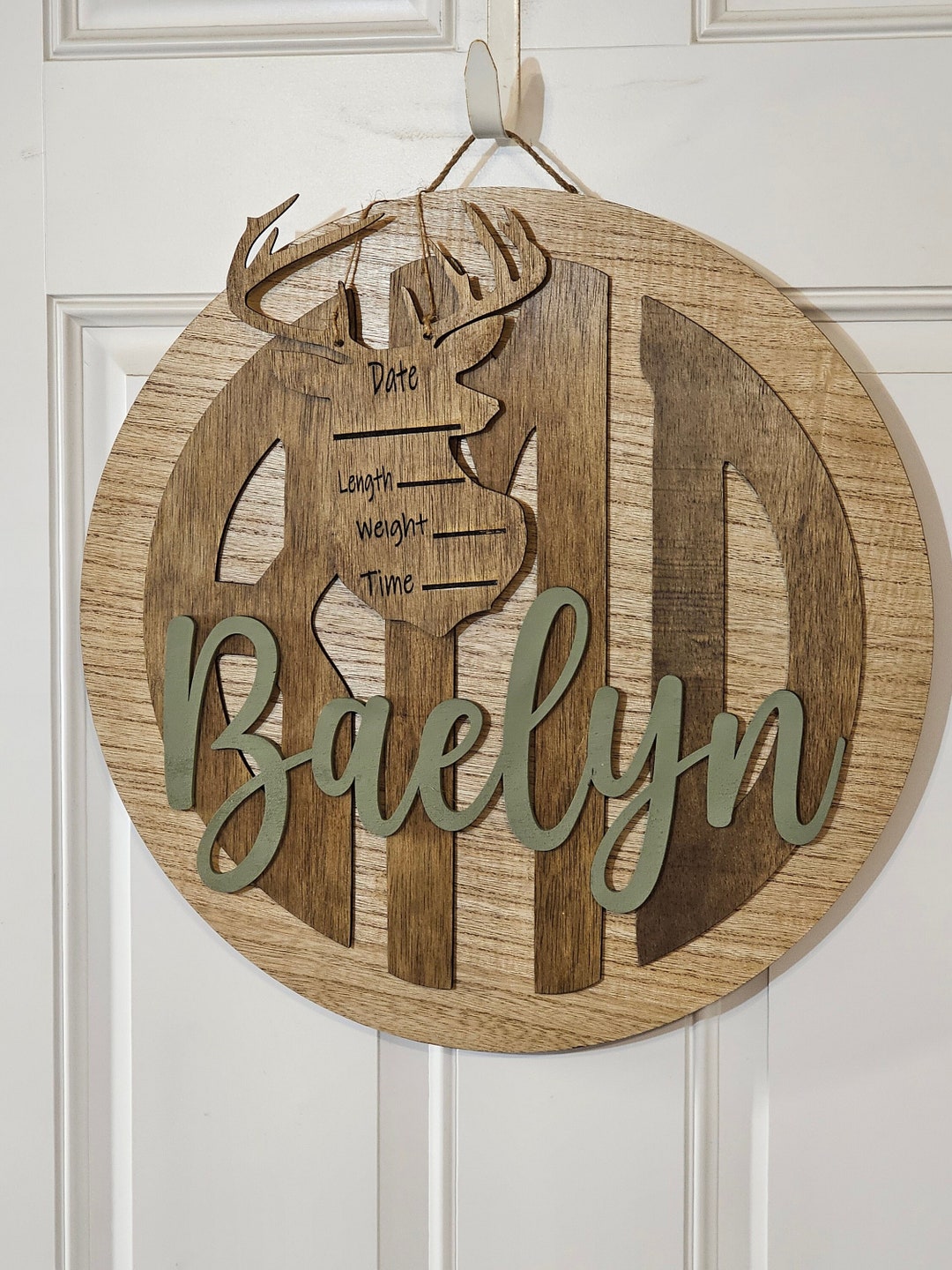 Deer Head Monogram Hospital Door Hanger: Baby Birth Stats Sign - Etsy