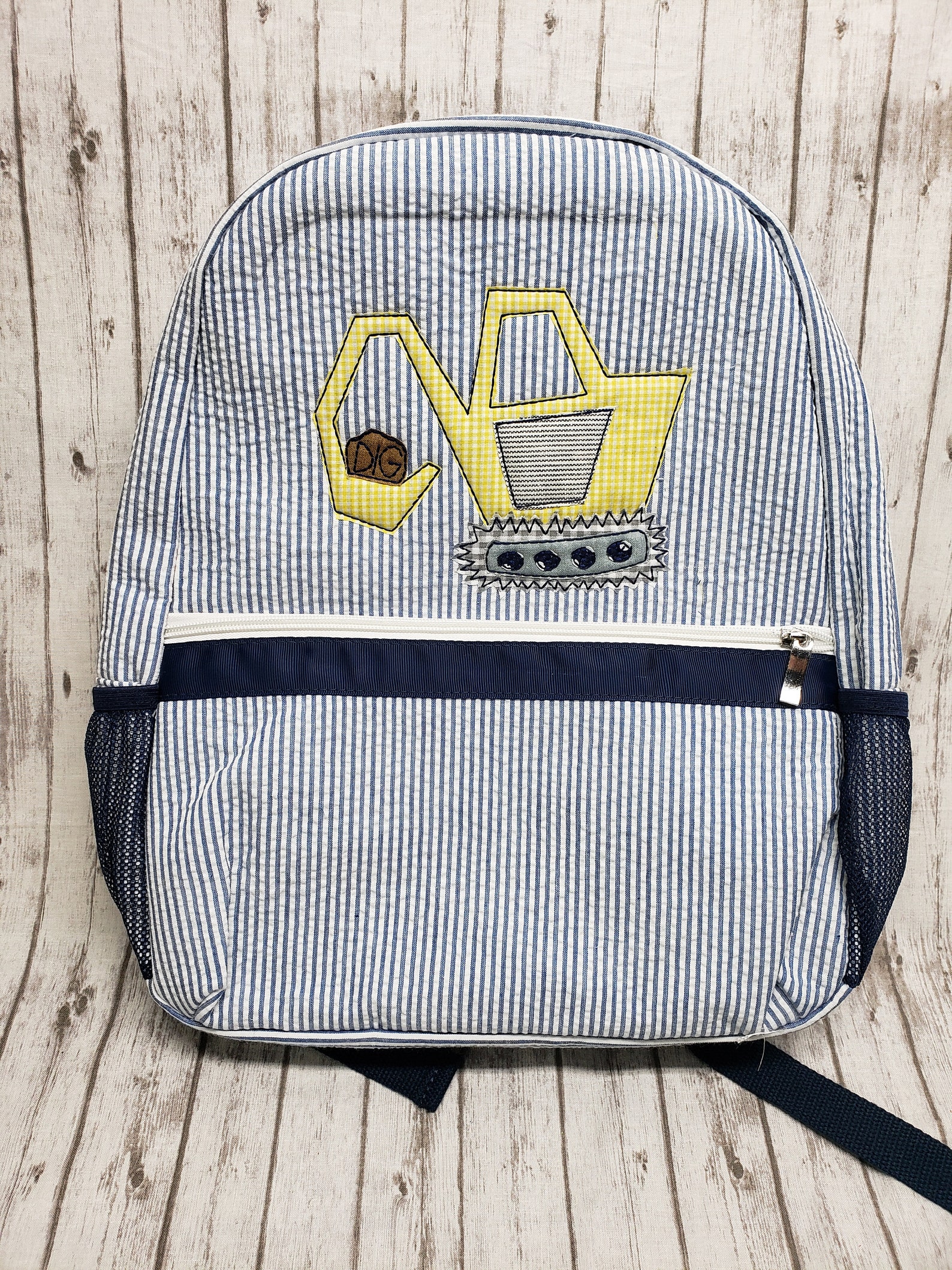 Applique Seersucker Backpack / Personalized Boy Seersucker - Etsy