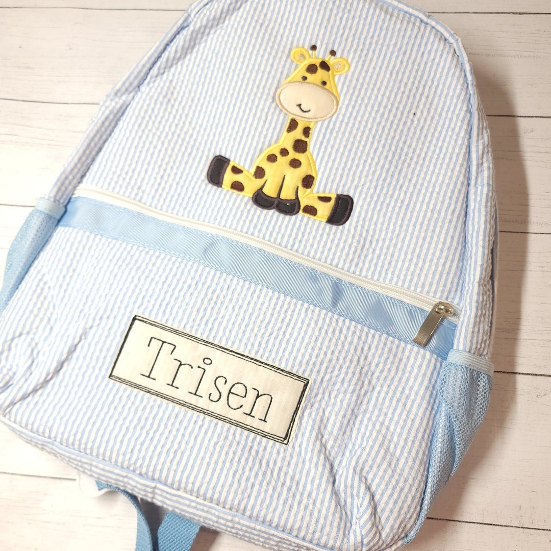 Seersucker Backpack, Boy Backpack, Baby Blue Seersucker Backpack ...