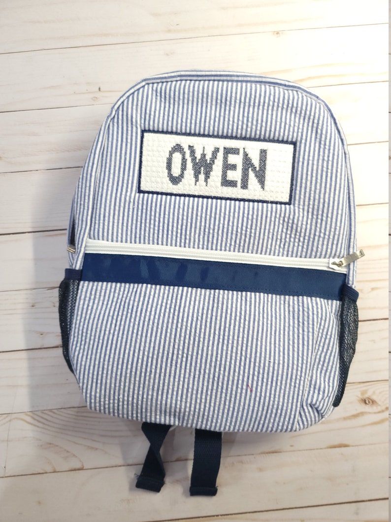 Personalized Seersucker Backpack Faux Smocked Seersucker - Etsy