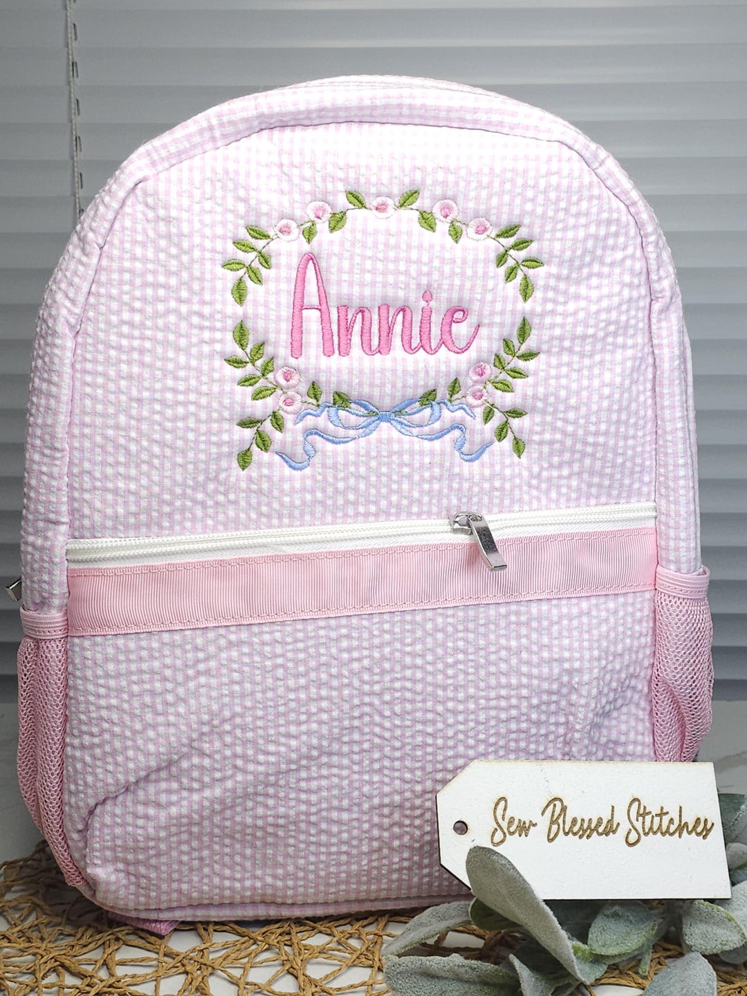 Personalized Pink Gingham Seersucker Backpack: Toddler Preschool Bag - Etsy