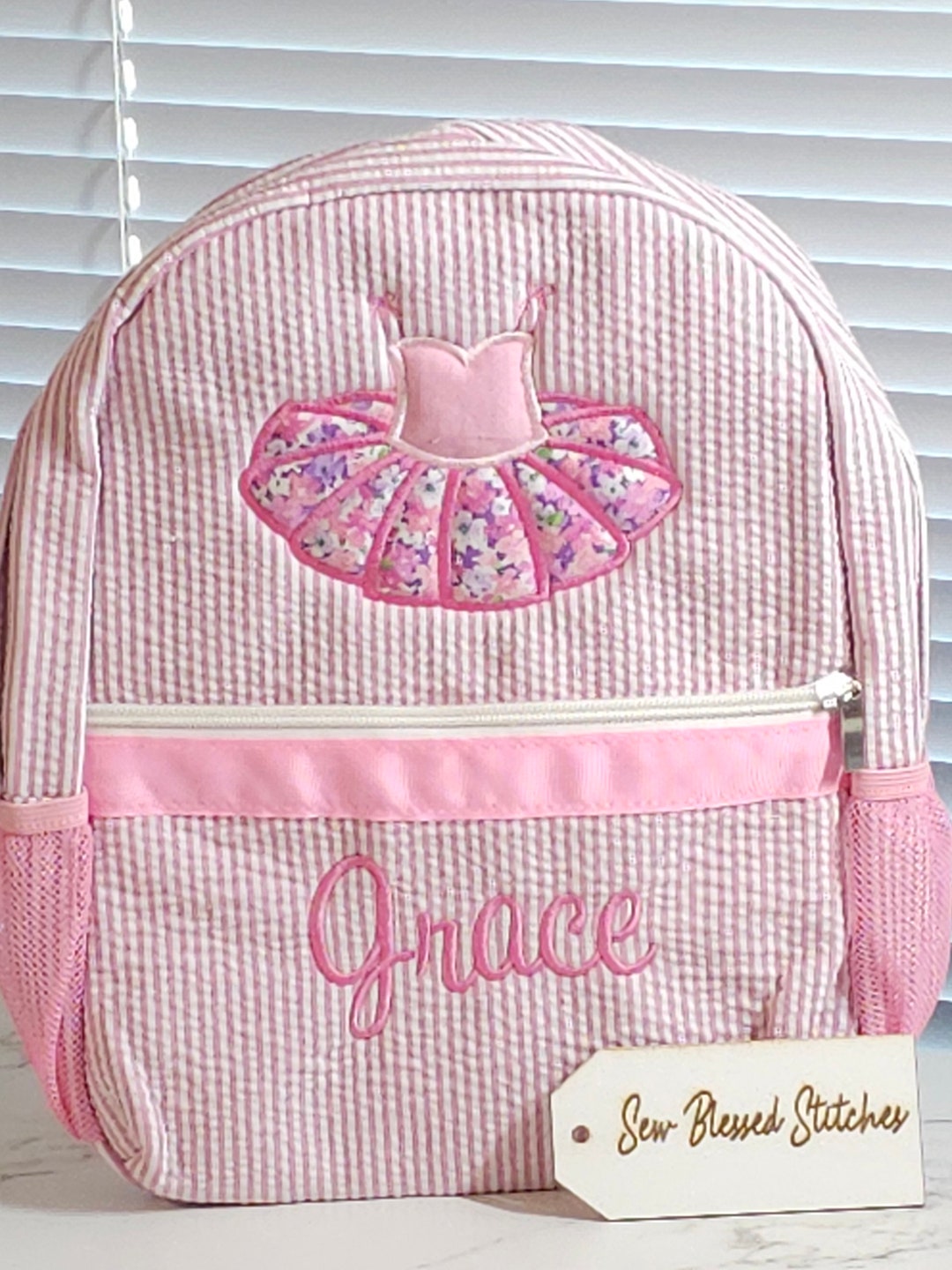 Ballet Seersucker Backpack, Dance Bag, Back to School, Personalized ...