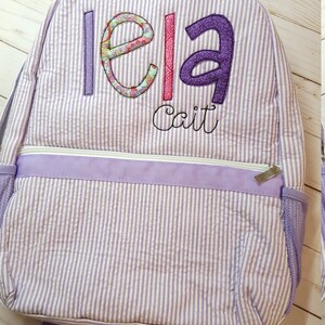 Personalized Seersucker Backpack, Applique Name Backpack, Girl Birthday ...