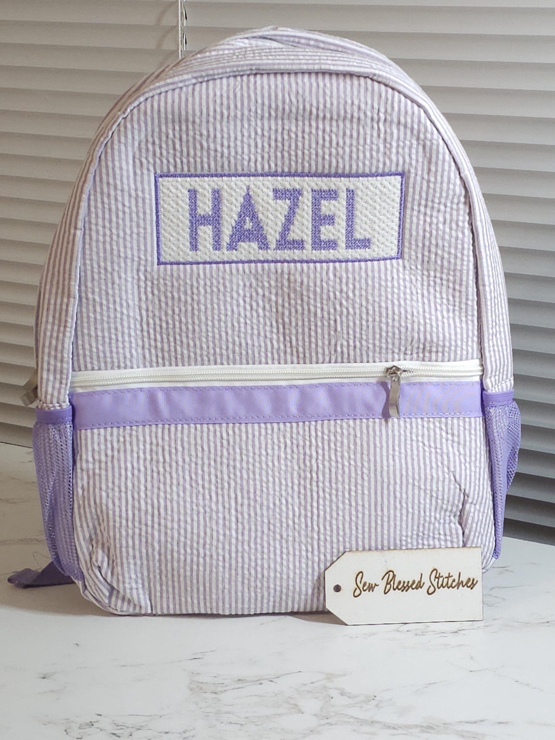 Personalized Seersucker Backpack, Faux Smocked Backpack, Girl Birthday ...