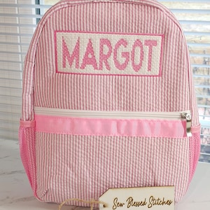 Personalized Seersucker Backpack, Faux Smocked Seersucker Backpack ...