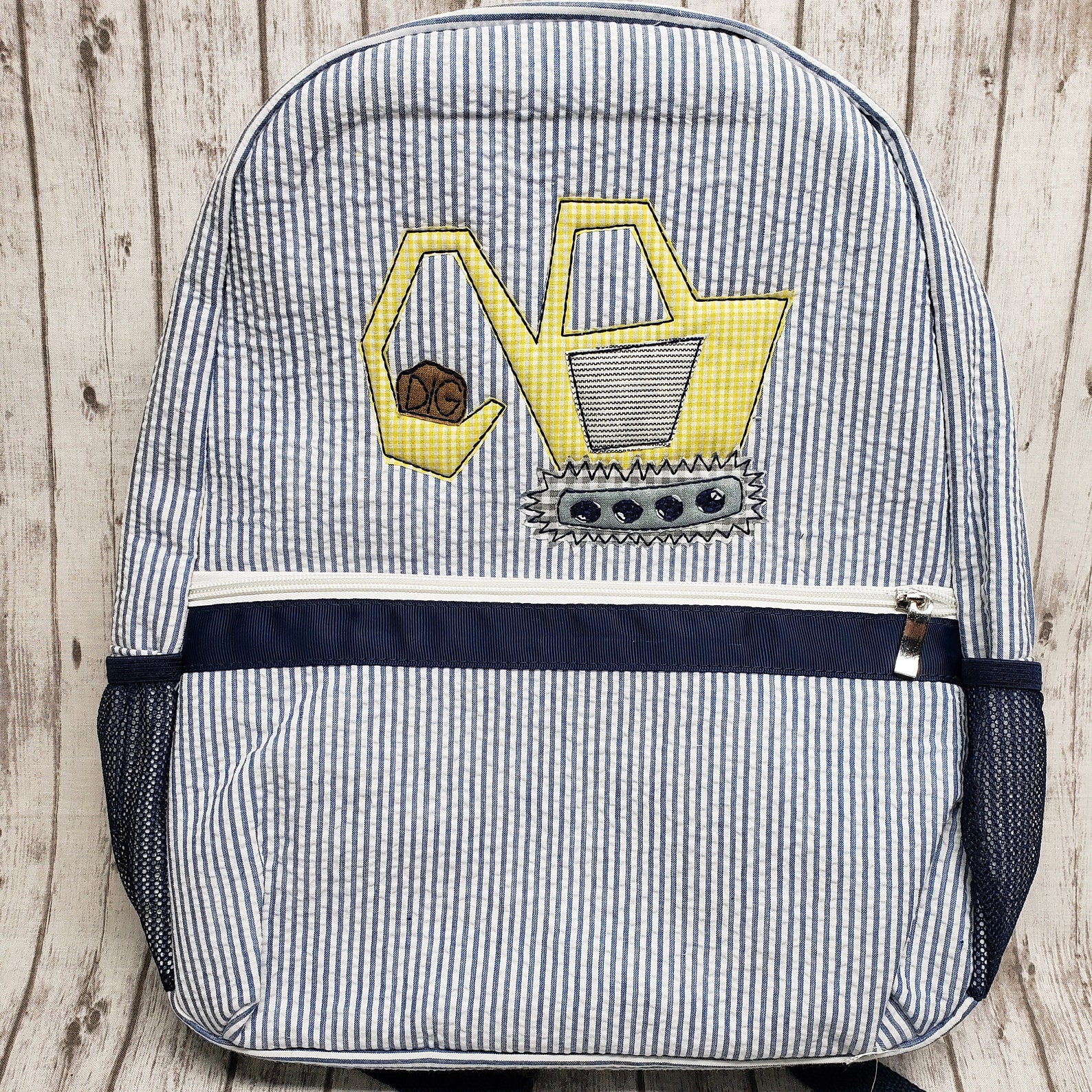 Applique Seersucker Backpack / Personalized Boy Seersucker - Etsy