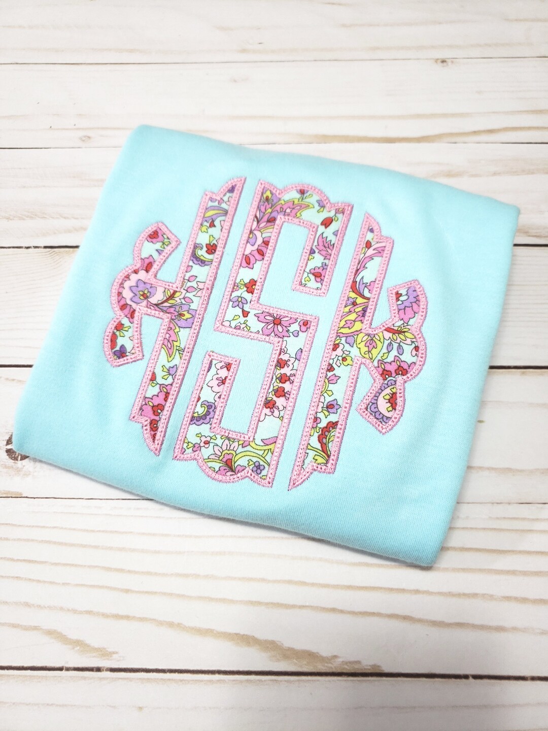 Applique Monogram Shirt: Floral Initial Tee - Etsy