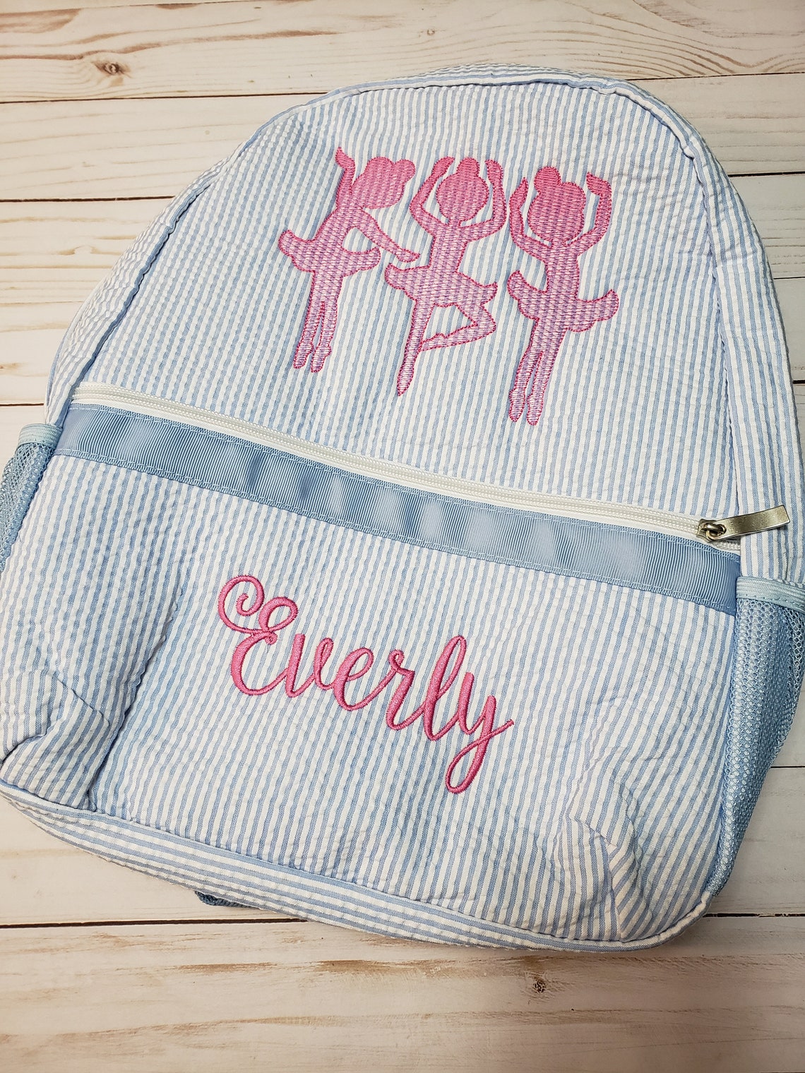 Personalized Seersucker Backpack Ballerina Seersucker | Etsy