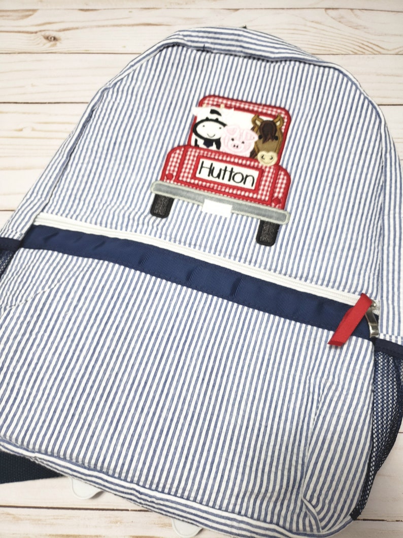 Applique Seersucker Backpack / Personalized Applique - Etsy