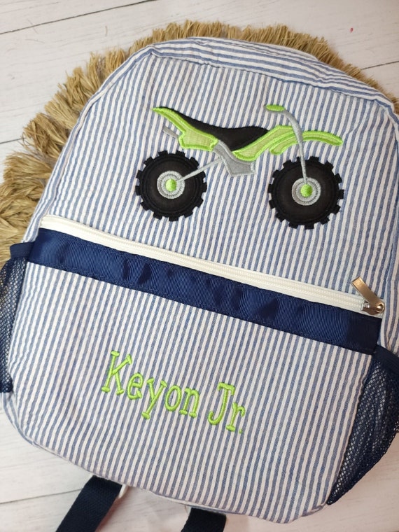 Applique seersucker backpack, personalized backpack, … - Gem