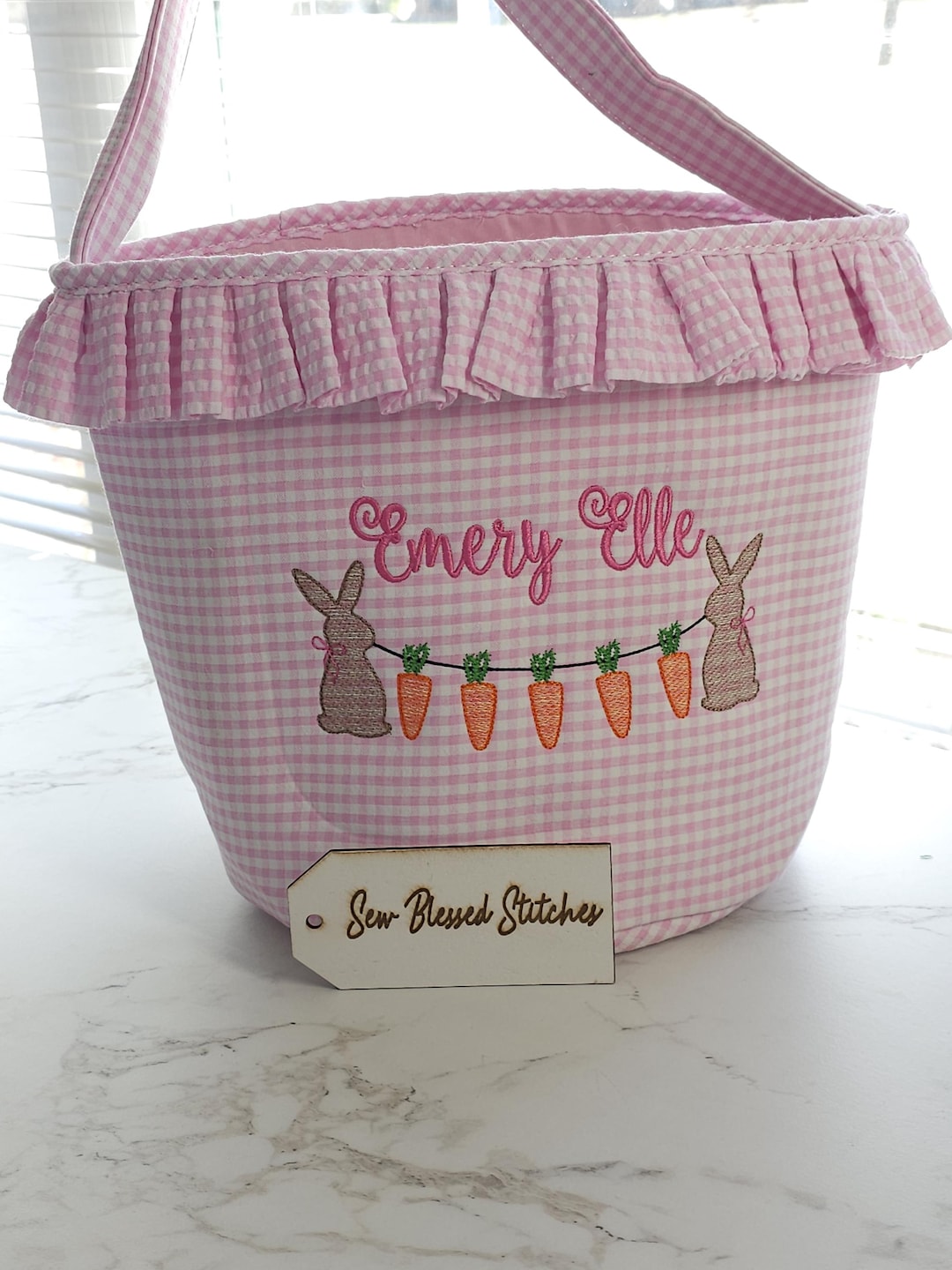 Personalized Easter Bucket, Girl Pink Ruffle Easter Bucket, Monogram ...