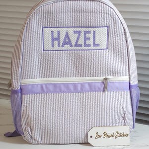Personalized Seersucker Backpack, Faux Smocked Backpack, Girl Birthday ...