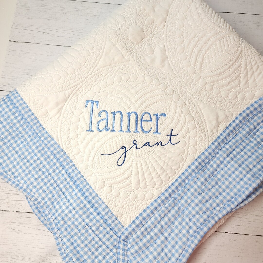 Personalized Baby Quilt, Keepsake Boy Baby Quilt, Heirloom Boy Baby ...