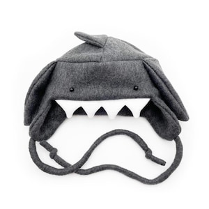 Adult size Gray Shark Fleece Hat Attack of Super Rawr Awesome Winterness Etsy