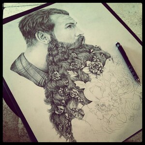 Flower Beard- This Beard is for You - Illustration- April Alayne - Etsy