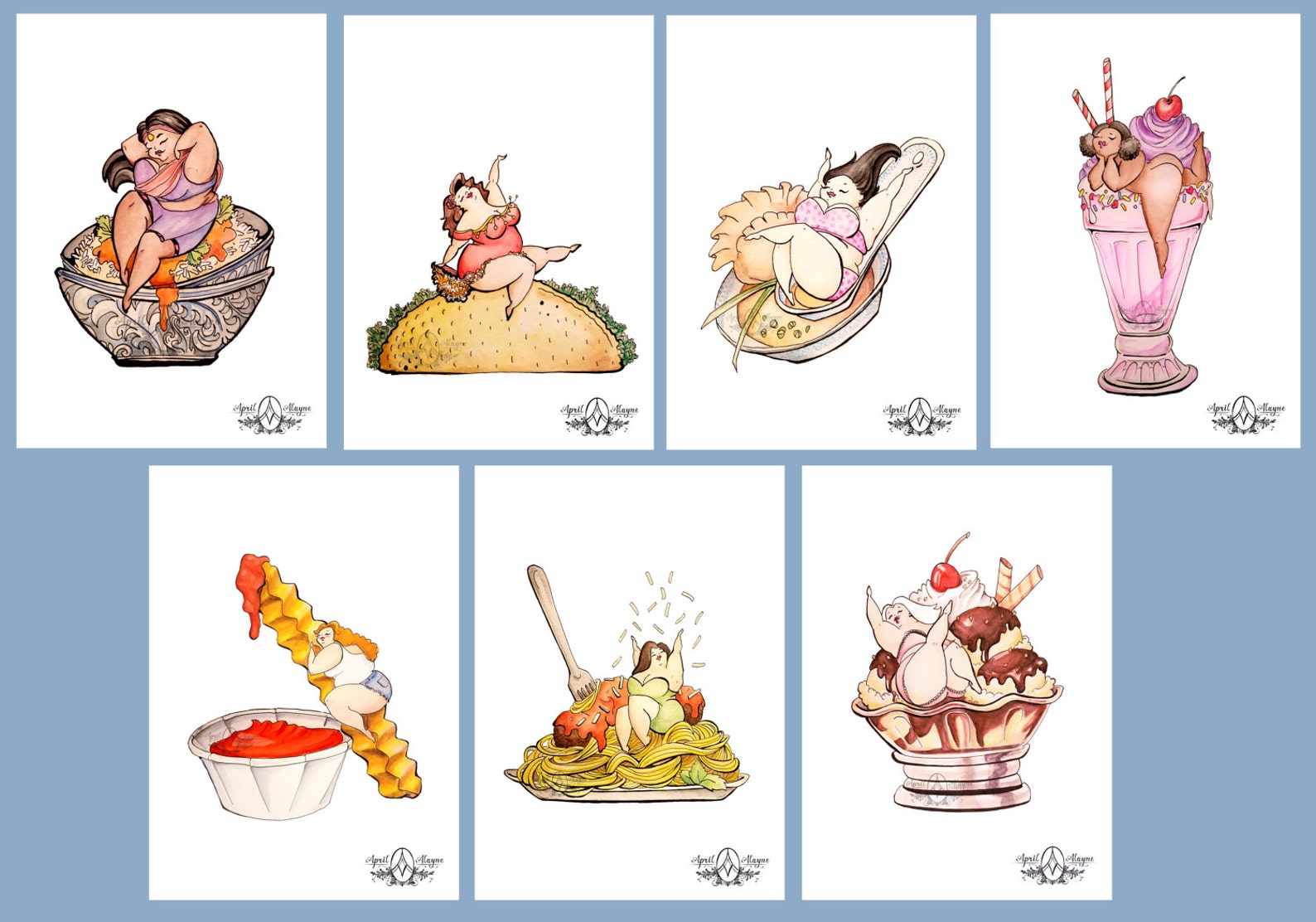Hot Pudge Sundae Illustration Food Watercolor Plumpettes - Etsy