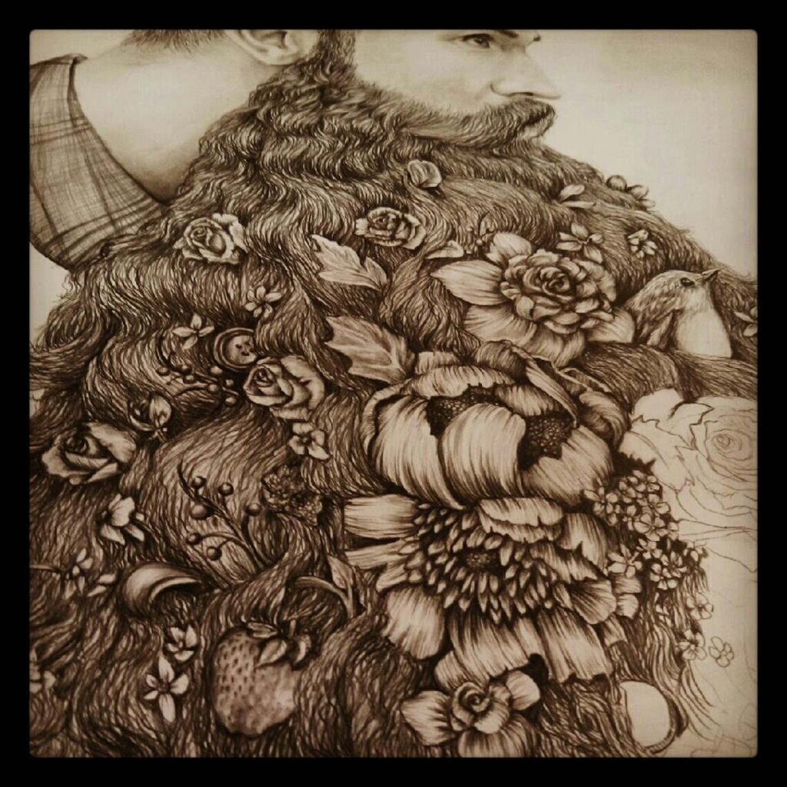 Flower Beard This Beard is for You Illustration April | Etsy