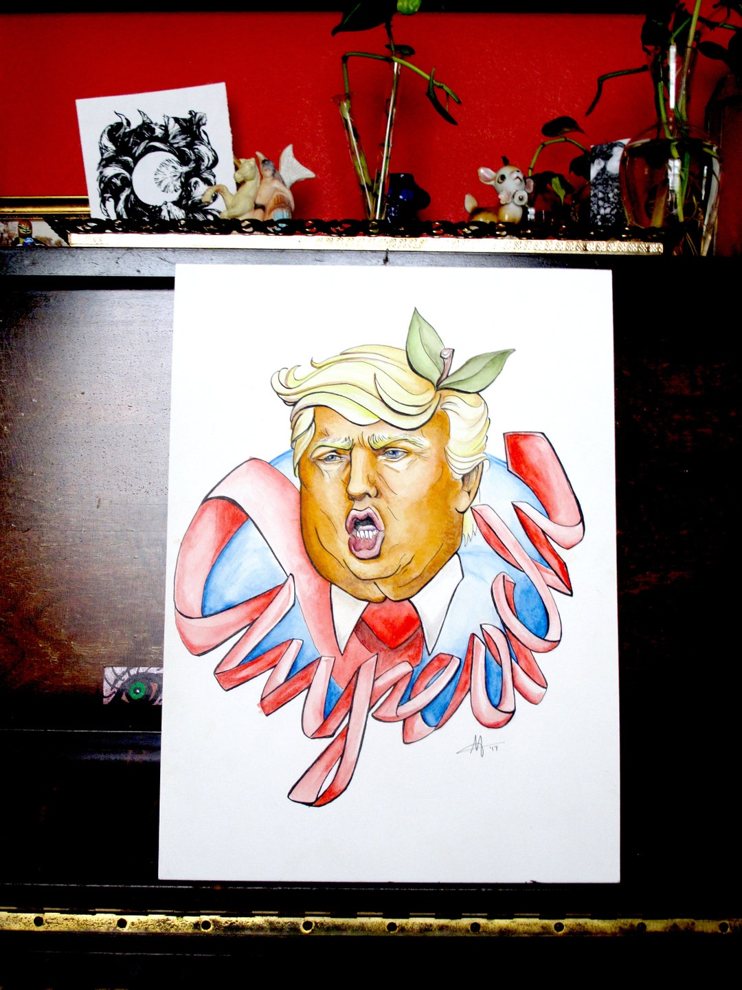 Impeach- Political- 45- Watercolor- Drawing- Original - Ooak- April ...