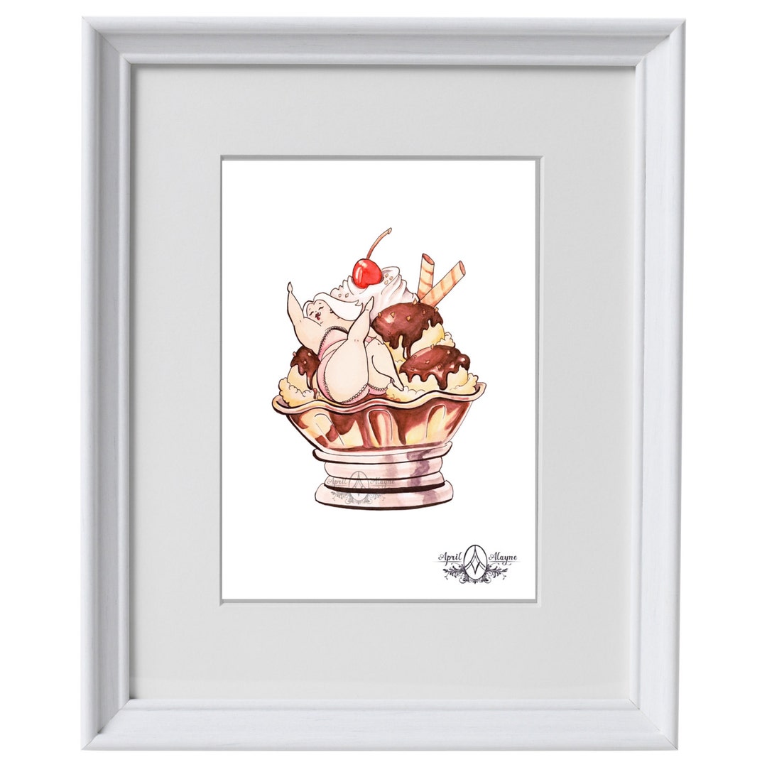 Hot Pudge Sundae- Illustration - Food - Watercolor- Plumpettes -print ...