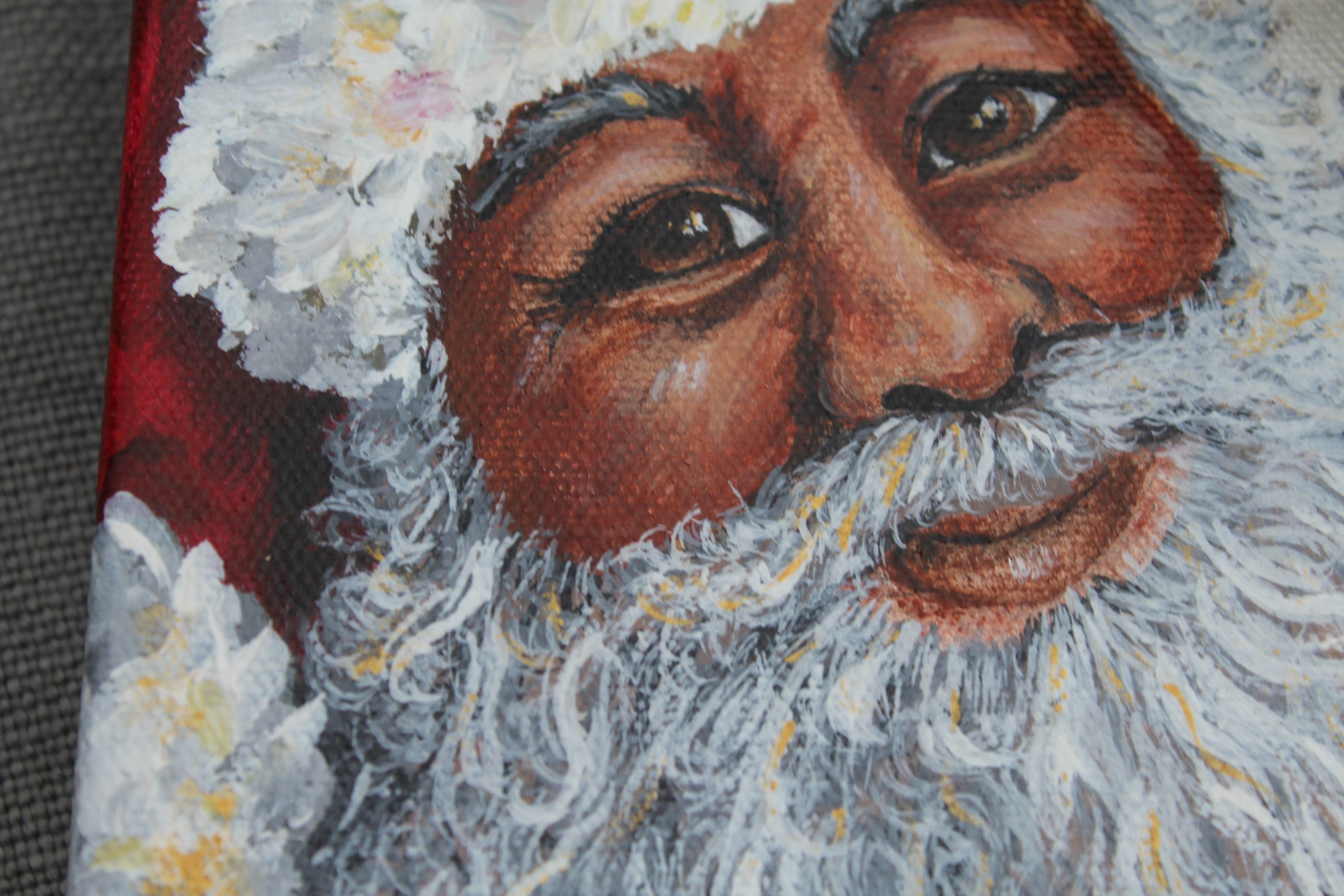 CHRISTMAS SPIRIT, Original Acrylic Black Santa Painting on Stretched ...