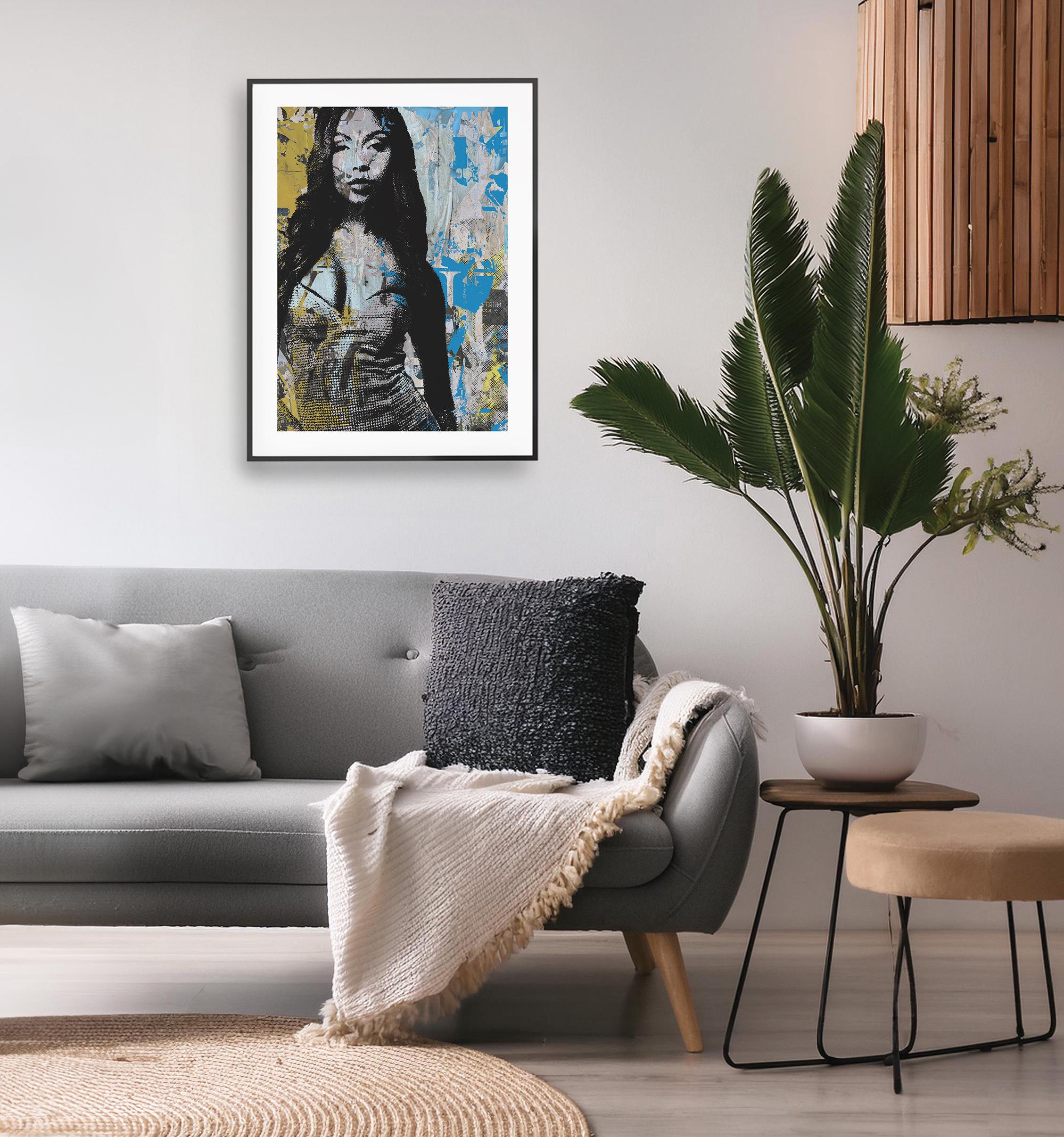 Female Portrait Collage Poster, Stylish Female Portrait Print, Female ...