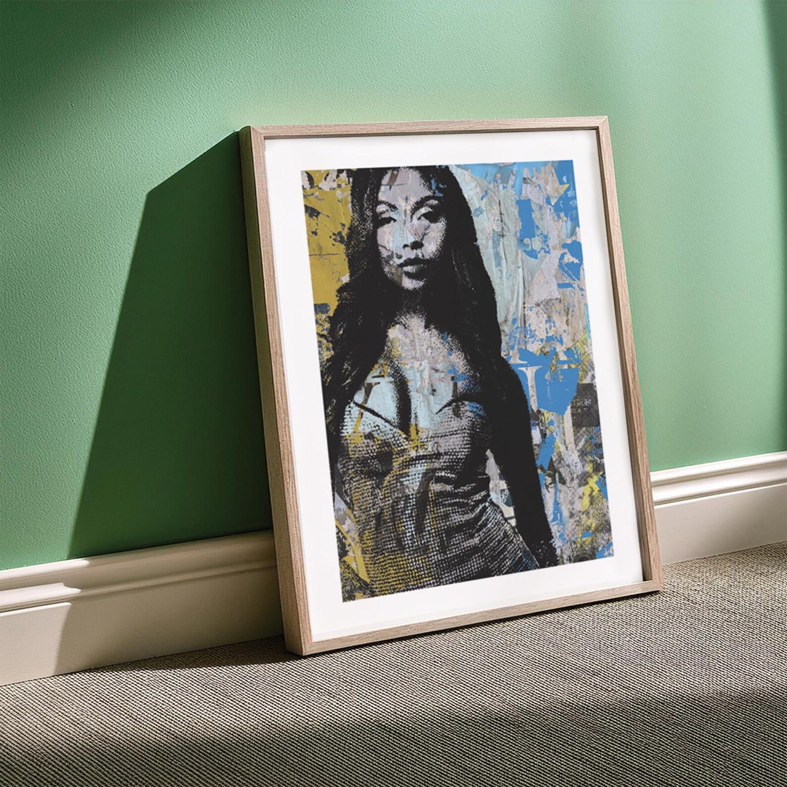Female Portrait Collage Poster, Stylish Female Portrait Print, Female ...