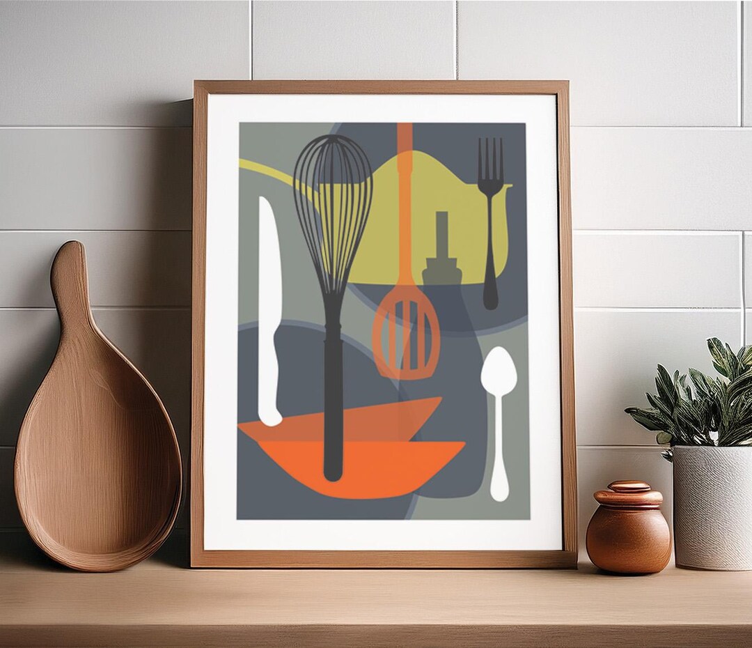 Kitchen Utensils Wall Art, Restaurant Artwork, Cooking Wall Decor, Chef ...