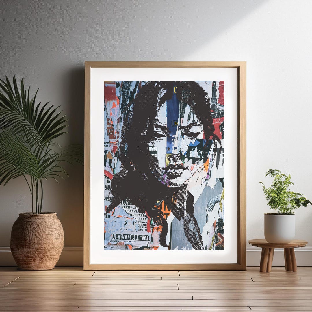 Female Portrait Collage Poster, Female Portrait Wall Art, Stylish ...