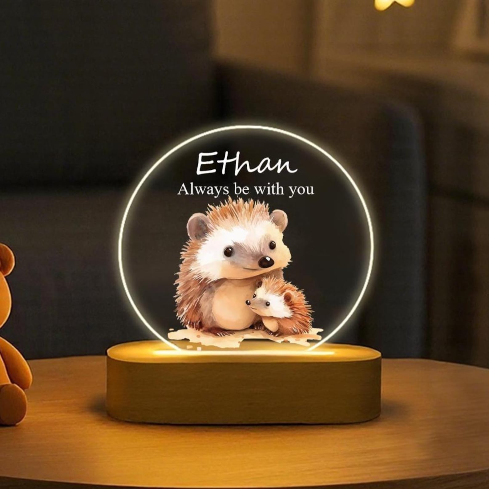 Personalized Hedgehog Night Light, Custom LED Light With Name, Modern ...